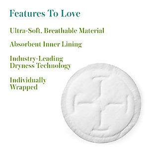 Evenflo Feeding Disposable Breast Pads for Nursing Women, Breathable and High Absorbency, White, 60 Count