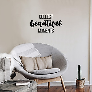 Vinyl Wall Art Decal - Collect Beautiful Moments - 14" x 25" - Trendy Cute Inspiring Positive Lovely Quote Sticker For Home Bedroom Kids Room Playroom Nursery Baby Room Daycare Classroom Decor (Black)