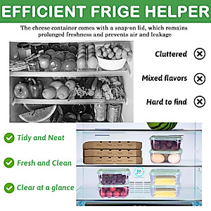 GIWOSK 8 Pack Sliced Cheese Container for Fridge, Clear Ham Cheese Container for Refrigerator Cheese Slice Holder with Lids Plastic Airtight Cheese Storage Container Box for Fridge Food