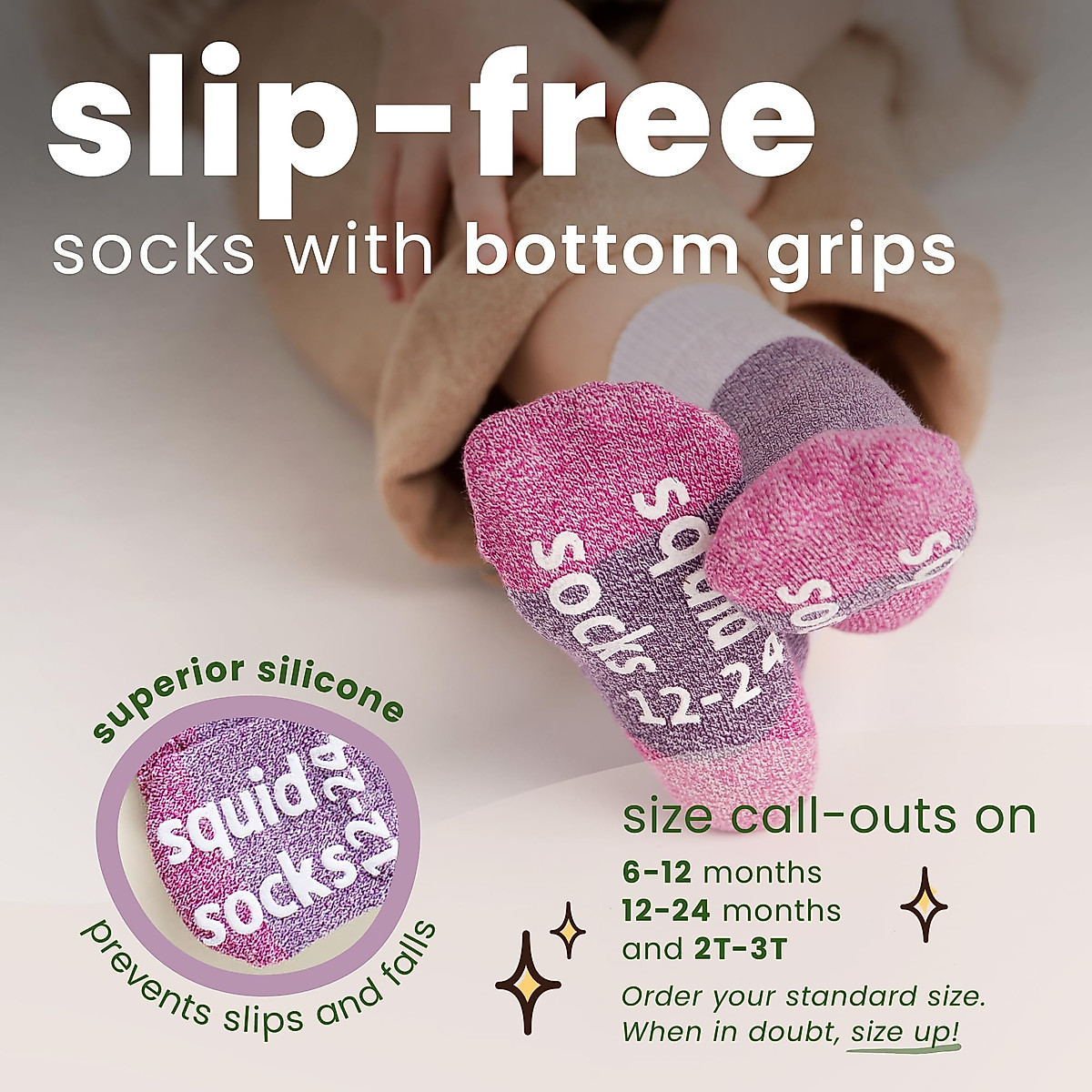 squid socks Unisex Cotton Socks | 0-6M, 6-12M, 12-24M, & 2T-3T | Grip Socks that Stay On | As Seen on Shark Tank | Chelsea