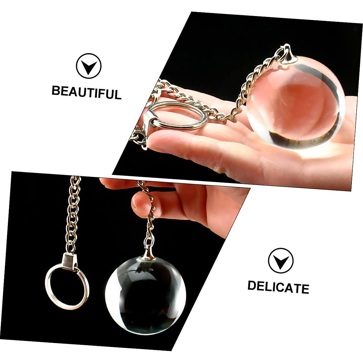 BESPORTBLE Hypnotic Crystal Ball Clear Spiritual Ball Multi-use Crystal Ball Hanging Adorn Spiritual Gemstone Swinging Pendulum Chain Decor Stainless Steel Health Supplies Hypnosis