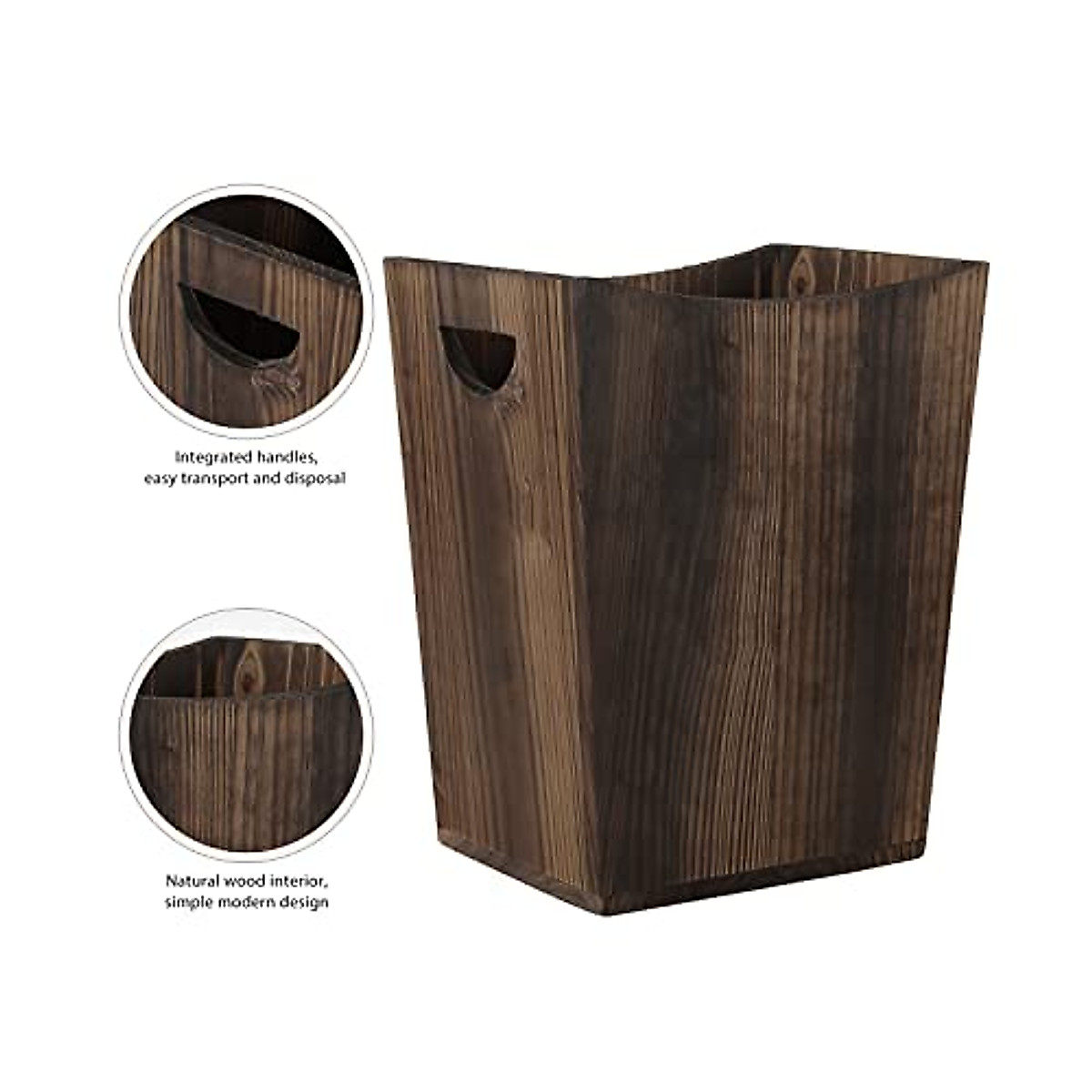 MOOACE Wood Trash Can Wastebasket, Small Garbage Can Waste Basket, Rustic Trash Bin Container for Bedroom, Living Room, Office, Kitchen, Bathroom