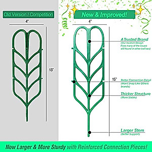 PeerBasics, Indoor Plant Trellis, 12 Pack, Climbing Garden Leaf Shape Supports, for DYI Climbing Stems Stalks & Vine Vegetable Potted Garden (12)