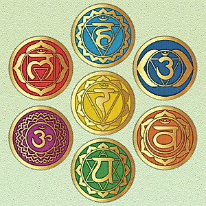 Seven Chakra Wall Stickers - (Set of 7) 6" Large Round Vinyl Decals for Yoga Meditation Room Art Decor