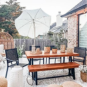 PHI VILLA Outdoor Acacia Wood Bench, 63" Long Patio Wooden Picnic Bench for 3 People, Backless Oil Finished Teak Bench for Garden, Porch, Yard