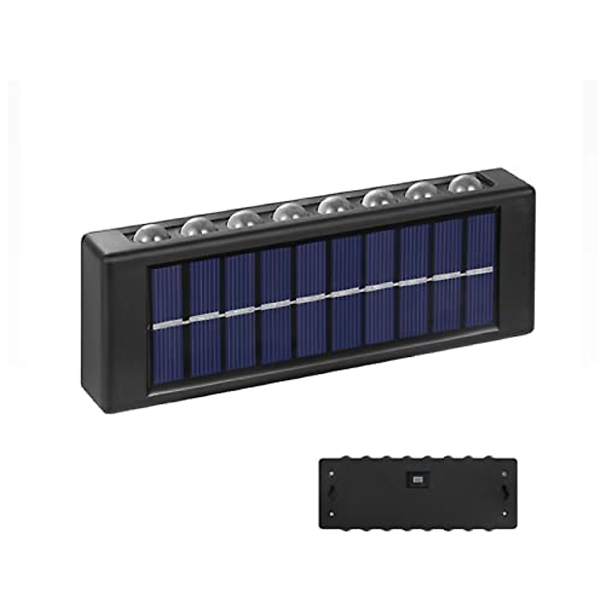 ASLIDECOR 16 Led Up Down Solar Wall Lights, 2 Pack Warm White Solar Fence Lights Waterproof,Black Solar Deck Lighting for House Garden Porch