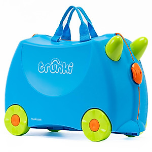 Trunki Ride-On Kids Suitcase | Tow-Along Toddler Luggage | Carry-On Cute Bag with Wheels | Kids Luggage and Airplane Travel Essentials: Terrance Boy Blue