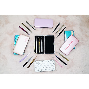 LivBay Lash - Gold Crush Tweezer, Curved Perfect Pointed Tip Tweezers for Eyelash Extension (Professional Use Only)