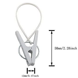 Clothes Pin HSCGIN 12PCS Gray Plastic Swivel Clothespins Clothes Clips with Plastic Rope for Clothesline Clothing Closepin