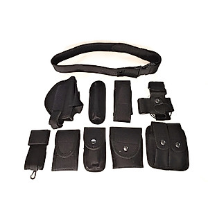 Bargain Crusader Duty Belt Military Tactical Modular Equipment Law Enforcement Police Security Guard Hunting Game Versatile Utility Adjustable Tool Belt (Adjustable 35"-45". 9 pouches, Black)
