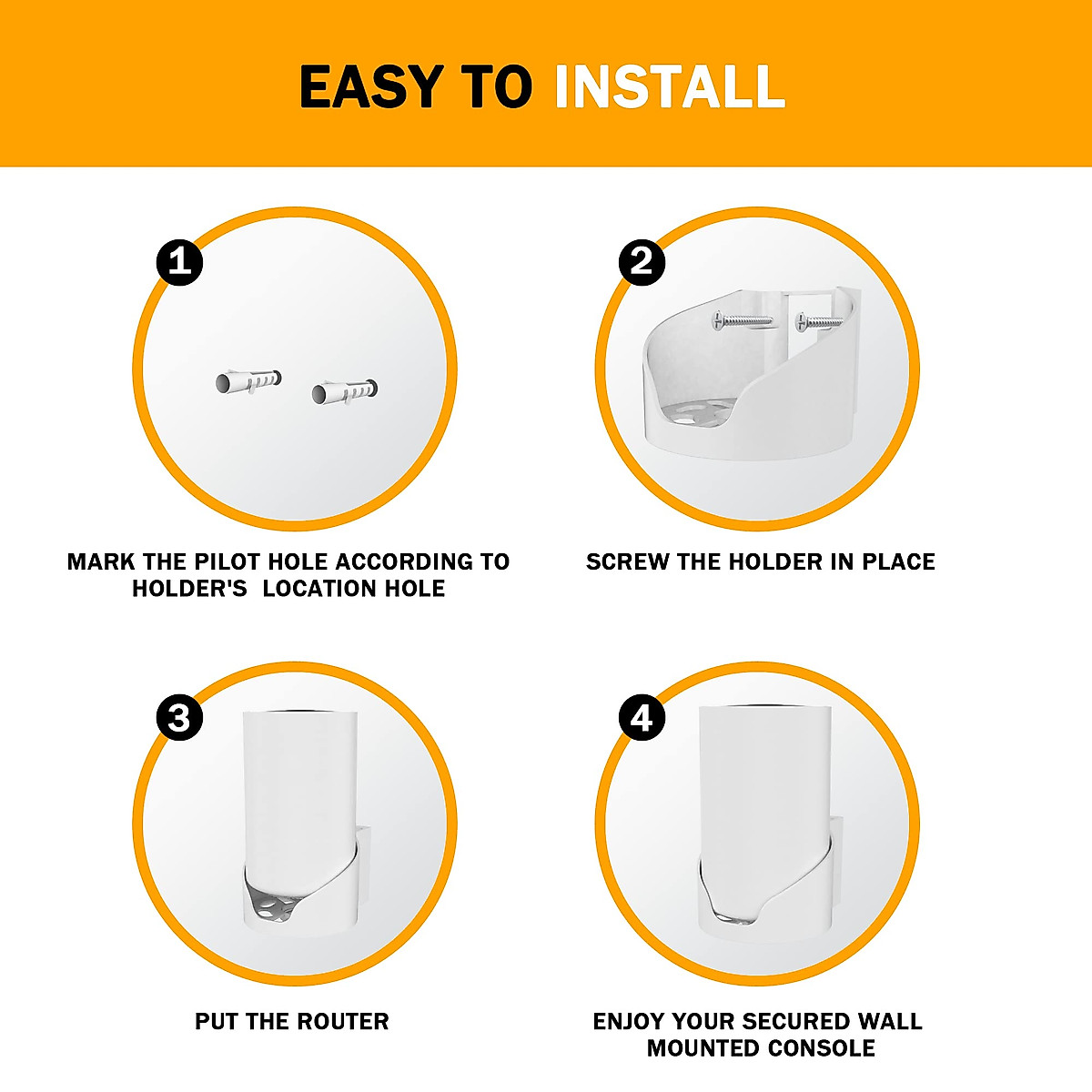 Bangcheer Wall Mount for TP-Link Deco X68/XE75/AXE5300 Mesh Wi-Fi 6 System, Space-Saving Wall Hanging Bracket Holder for Wi-Fi Booster, Cable Organizer Without Messy, Easy Installation (3Pack)