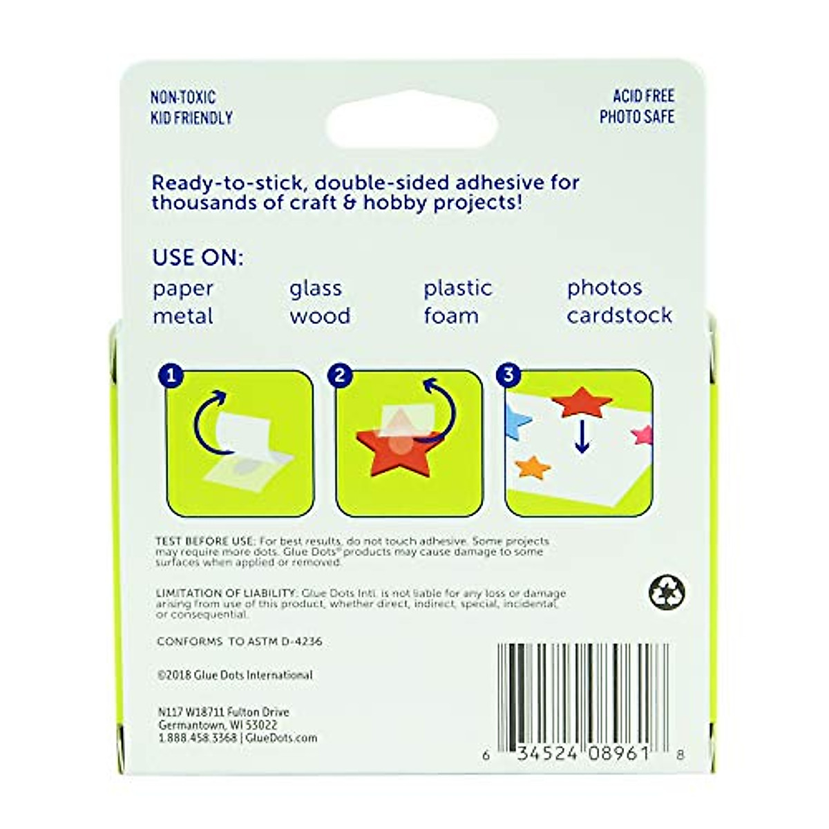 Glue Dots-8961 1/2" School 600pc Craft Value Pack, 1/2 Inch, Clear