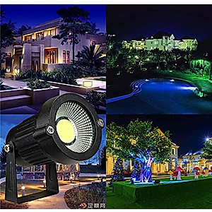 Z Outdoor Landscape LED Lighting 5W Waterproof Graden Lights COB Led Spotlights with Spiked Stand for Lawn Decorative Lamp US 3- Plug 6500K Daylight White Lights (2 Packs)