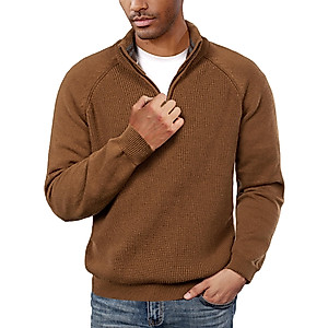 PJ PAUL JONES Mens Brown Sweater Turtleneck Men Quarter Zip Pullover Fall Sweaters for Winter XL