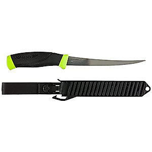 Morakniv Companion Sandvik Stainless Steel Fish Fillet Knife with Sheath, Black/Yellow, 6.1 Inch