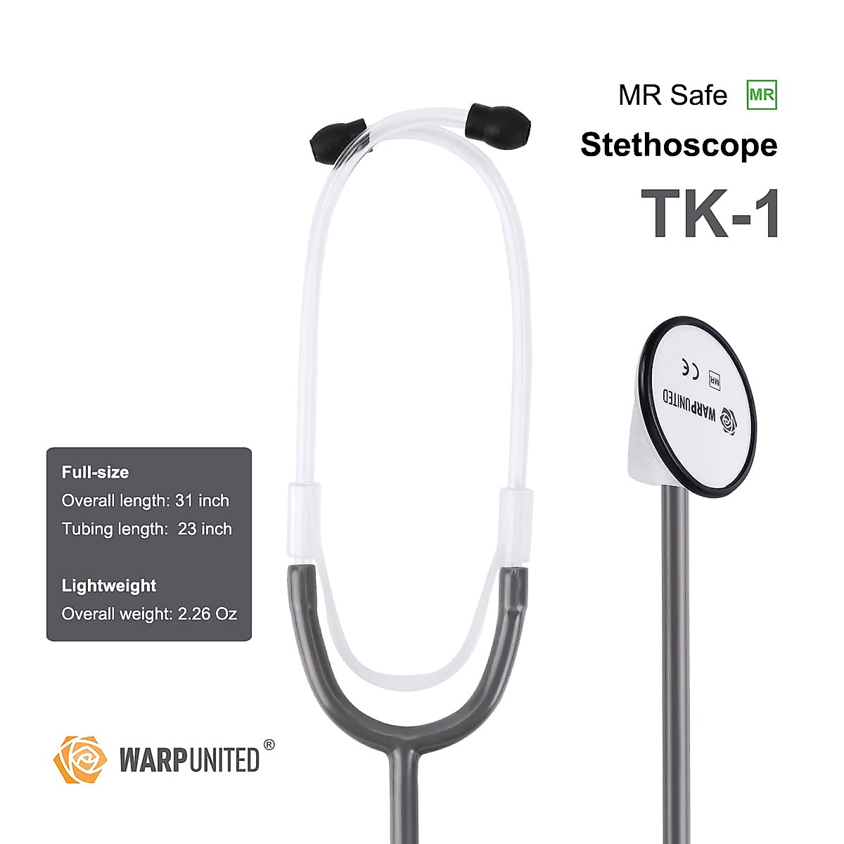 TK-1 Professional MR Safe Stethoscope Dual-Frequency Gray