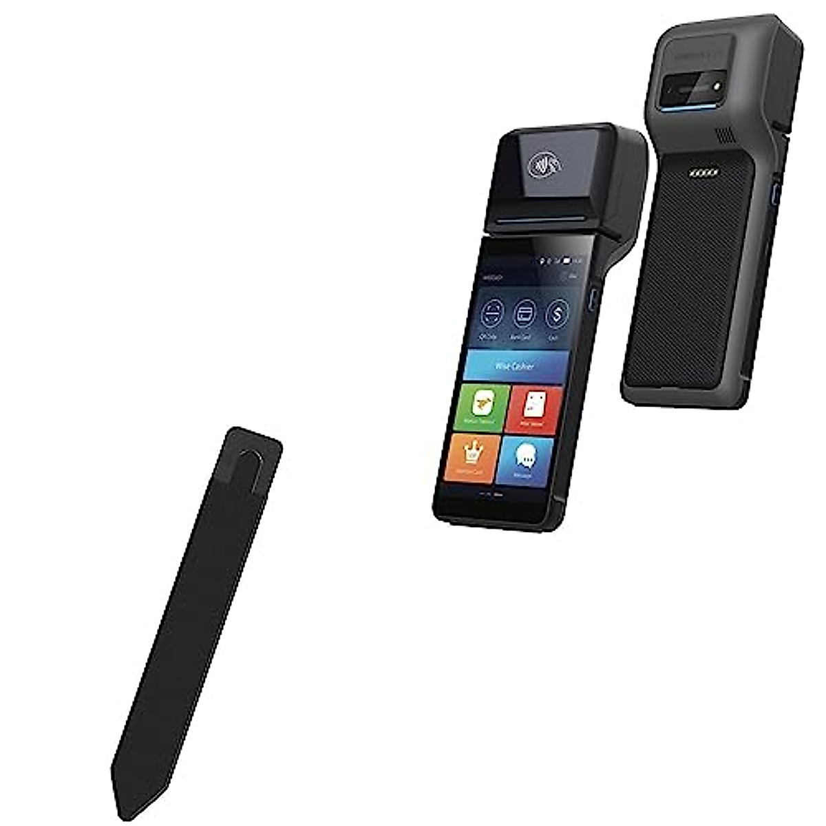 BoxWave Stylus Pouch Compatible with Wiseasy P5 EMV POS - Stylus PortaPouch, Stylus Holder Carrier Portable Self-Adhesive for Wiseasy P5 EMV POS - Jet Black