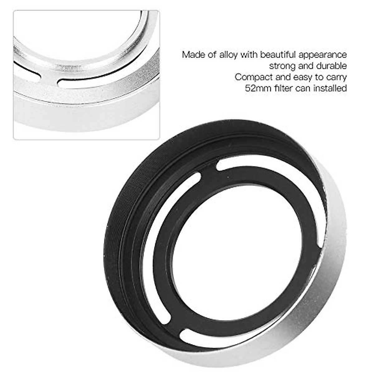 Oumij1 Hollow Metal Lens Hood - Compact Lens Hood - Detachable Camera Lens Hood - for Fuji X10/X20/X30 Camera(Silver)