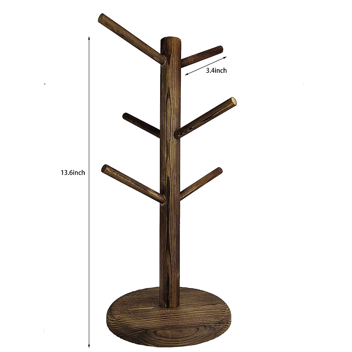 Dorhors Mug Holder Tree,Coffee Mug Rack,Coffee Cup Holder with 6 Hooks,Wood Coffee Mug Holder for Counter,Coffee Bar Accessories and Decor,Coffee Organizer Station(Brown)