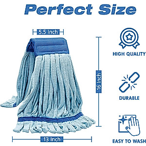 2 Pack - Large Microfiber Tube Mop 400GSM - Heavy Duty Industrial Wet Mop Head Refill,Commercial, Thick Fiber, Replacement Heads, Extra Absorbent