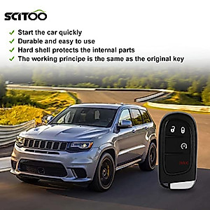 SCITOO Keyless Entry Remote Key Fob SHELL CASE Replacement for 4 Buttons Uncut Car Key for Jeep for Cherokee 2014-2018 1pc FCC GQ4-54T GQ454 GQ454