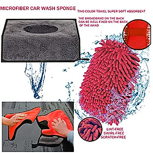 LIANXIN Car Interior Cleaning Kit - Car Cleaning Kit &amp- Car Wash Kit-Car Wash Cleaning Tools Kit with Car Wash Brush Mop and Microfiber Towels
