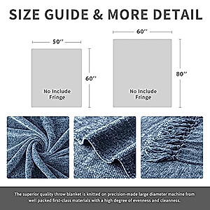 RECYCO Throw Blanket Soft Cozy Chenille Throw Blanket with Fringe Tassel for Couch Sofa Chair Bed Living Room Gift (Dusty Blue, 50'' x 60'')