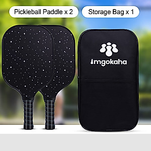 Pickleball Rackets Set of 2 with Fiberglass Face, Honeycomb Core Pickle Ball Paddle Set, Graphite Pickleball Paddles with Storage Bag