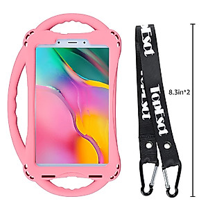 Kids Case for Samsung Galaxy Tab A 8.0 2019 SM-T290/295, TopEsct Premium Silicone Shockproof Light Weight Protective Handle Stand Case for Galaxy Tab A 8.0(Pink)
