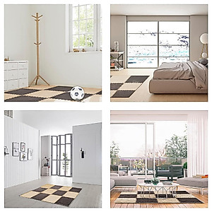 10-Piece Thickened Plush Foam Interlocking Floor Mat 12x12in Fluffy Square Foam Play Carpet Tiles with Edgings Shaggy Anti-Slip Puzzle Area Rug for Room Floor(Color:White)