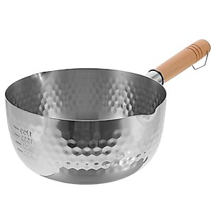 SHOWERORO Stainless Steel Snow Pan Metal Sauce Pan Japanese Pot Ramen Cooker Japanese Saucepan Yukihira Saucepan Stainless Steel Yukihira Pan Nonstick Sauce Pan Milk Non Stick Pan Baby Wood