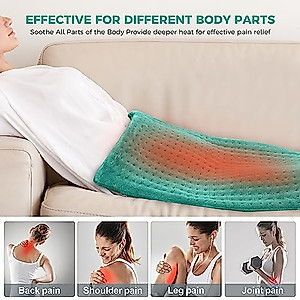 NOWWISH Heating Pad for Back Pain & Cramps Relief, XL Moist Heat Electric Heating Pads with Auto Shut Off Large, Gifts for Women Men, 12 "x 24 Green