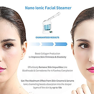 RICANK Facial Steamer Warm Mist Face Steamer Professional Hot Mist Moisturizing Nano Ionic Table Top Mini Steamer Spa 360° Rotatable Hydration System Sprayer Hydration Use at Home Sauna Spa or Salon