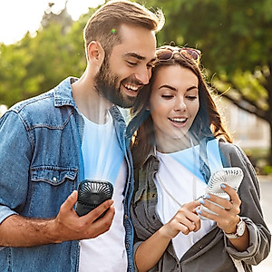 DAVID ROCCO Handheld Fan Mini Portable Fan, 2022 Upgrade Small Personal Fan with 3 Speeds Neck Fan Rechargeable Portable Fan, Good for Travel Home Office School Queue