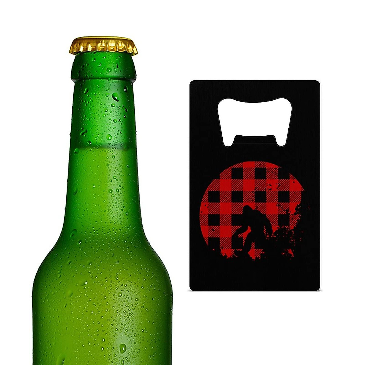 Bigfoot Buffalo Plaid Full Moon Stainless Steel Beer Bottle Opener Pop Can Soda Openers Use for Kitchen Bar Restaurant Credit Card Size