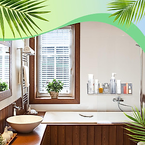 Briwooody 4 Pack Bathroom Wall Makeup Organizer Plastic Wall Mount Storage Organizer Clear No Drilling Hang Walls Adhesive Shower Shelf Cabinet Shelves with 3 Compartments for Bathroom Kitchen