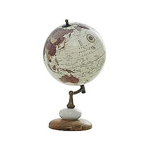 Deco 79 Contemporary Mango Wood Globe Globe, 8" x 8" x 14", Cream