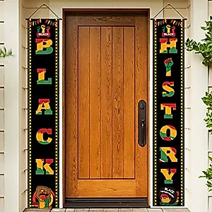 Black History Month Hanging Banner Porch Sign Party Decoration - African BHM Worthwhile Commemoration National Black History Banner Hanging Sign Indoor Outdoor Front Door Party Banner Decor