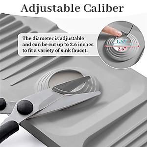 PoYang 24 inch Silicone Draining Mat for Kitchen Sink Splash Guard Behind Faucet, Splash Guard for Kitchen Sink Area, Longer Faucet Draining Mat, Sink Protectors for Kitchen Sink Splatter Screen, Grey