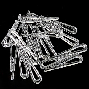 AIMPGSTL 100Pcs Transparent Plastic Alligator Clip 38mm Shirt Fixing Packing Clip U Shape Plastic Clothespins for Ties Socks Pants Shirts