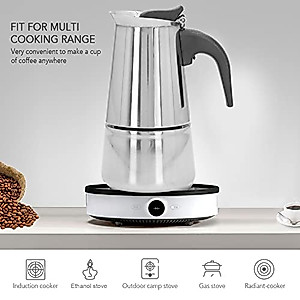 TOTITOM Stovetop Espresso Maker, Moka Pot, Italian Coffee Maker, Classic Cafe Percolator Maker, Stainless Steel Moka Cafe Pot Maker for Home Office Use(02)