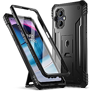 Poetic Revolution Series Case for OnePlus Nord N20 5G, [6FT Mil-Grade Drop Tested], Full-Body Rugged Dual-Layer Shockproof Protective Cover with Kickstand and Built-in-Screen Protector, Black