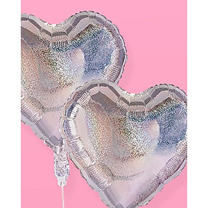 xo, Fetti Iridescent Heart Foil Balloon Pack - 4 pack | Birthday Party Supplies, Bachelorette Party Decorations, Last Disco, Bday Balloon Arch, Vday