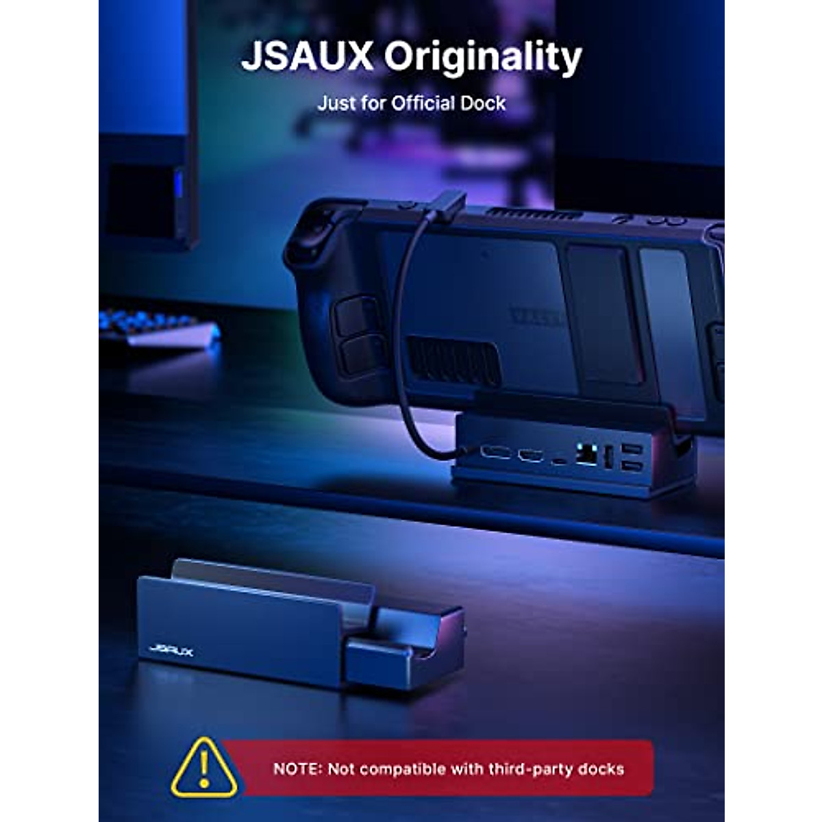 JSAUX Stand for Official Steam Deck Dock and Steam Deck/ROG Ally with Case, Frosted Aluminum Alloy Playstand for Steam Deck, Anti-Slip Holder for Valve Steam Deck/ASUS ROG Ally