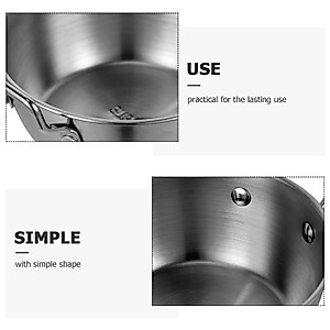 UPKOCH Ramen Cooking Pot 13cm Stainless Steel Pasta Stockpot Korea Noodle Pot Japanese Soup Serving Bowl Induction Saucepan Stewpot for Stovetop Camping Cookware Silver