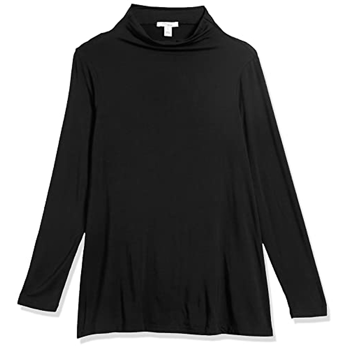 Amazon Essentials Women's Jersey Long-Sleeve Mock Neck Swing Tunic (Previously Daily Ritual), Black, Large
