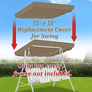 Strong Camel Patio Swing Cover Garden Outdoor Swing Replacement Canopy Cover (73"x52", Taupe)