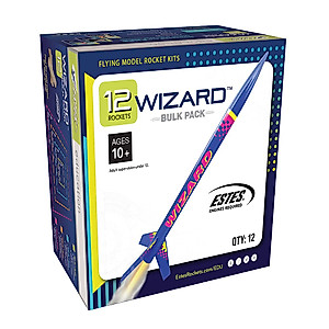 Estes - 1754 Wizard Flying Model Rocket Bulk Pack (Pack of 12) | Intermediate Rocket Kit | Step-by-Step Instructions | Science Education Kits | Great for Teachers, Youth Group Leaders and Birthdays