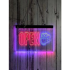 Bar Neon Light Sign Open. With Dog Paw Print. Pet Grooming St6-j0792 Lamp Neon Like Led Signs For Wall Decor