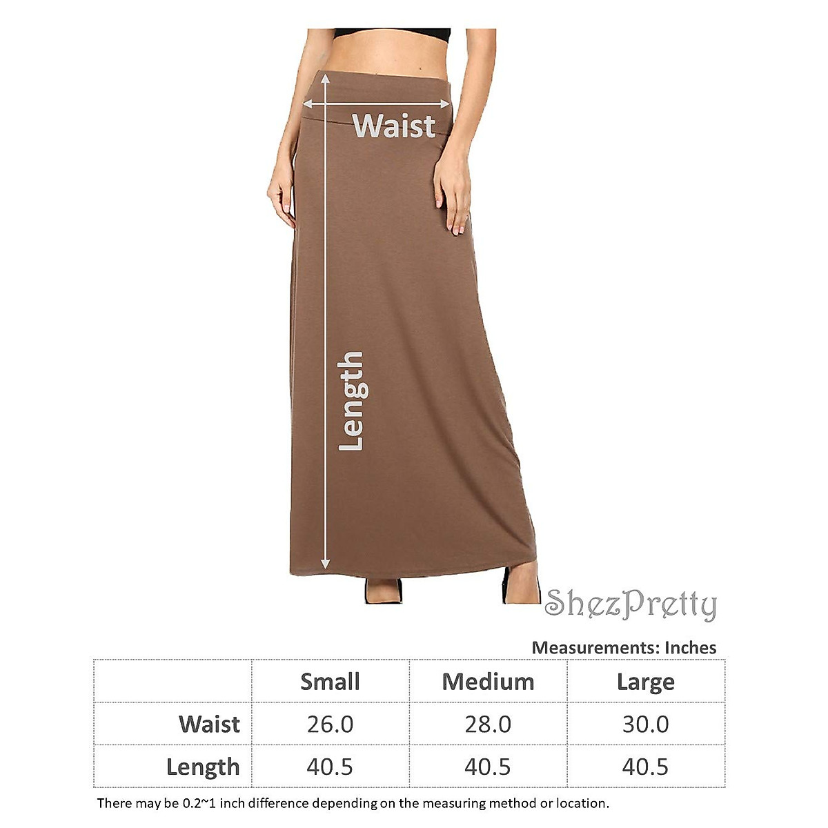 ShezPretty Women's Premium Fold Over High Waist Long Floor Length Maxi Skirt (Large, USA-RED)